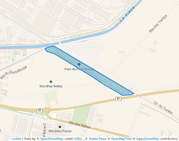 Parc du Pont-Rouge in Monthey | Map and Routes