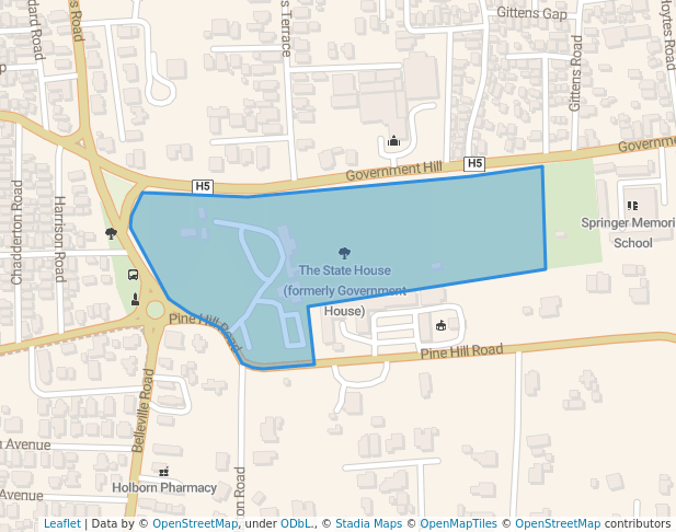 The State House (formerly Government House) in Bridgetown | Map and Routes