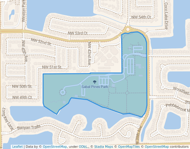 Sabal Pines Park in Coconut Creek | Map and Routes