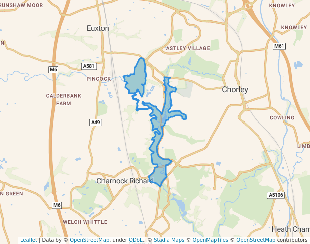 Yarrow Valley Country Park in Charnock Richard | Map and Routes