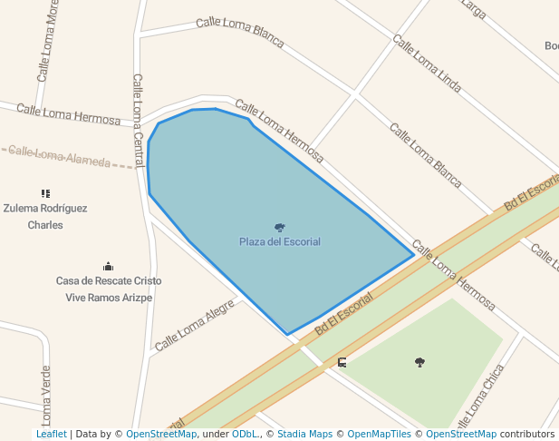 Plaza del Escorial in Ramos Arizpe | Map and Routes