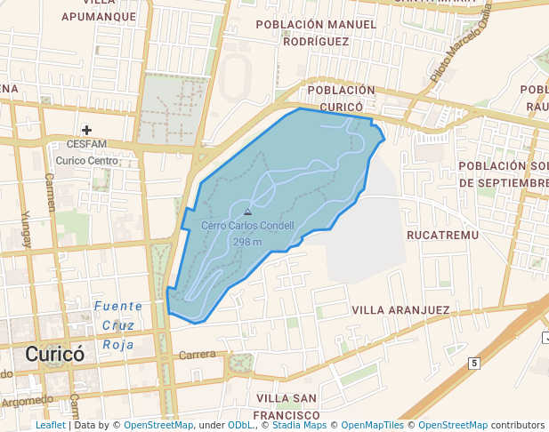 Cerro Carlos Condell in Curicó | Map and Routes