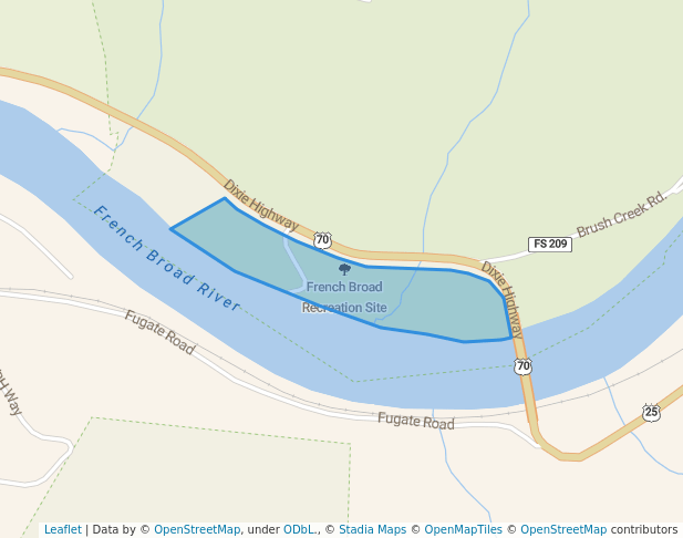French Broad Recreation Site in Del Rio | Map and Routes