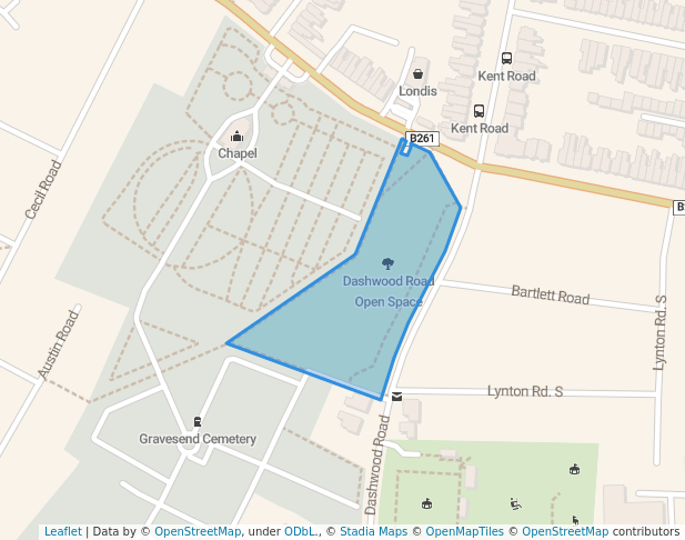 Dashwood Road Open Space in Gravesend | Map and Routes