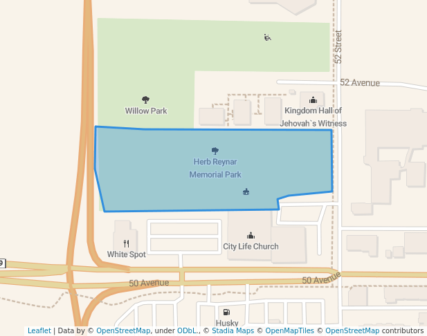 Herb Reynar Memorial Park in Leduc | Map and Routes