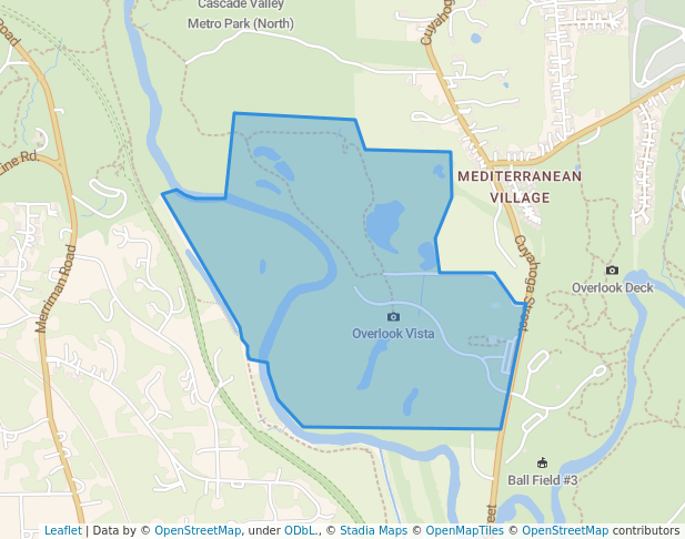 Cascade Valley Metropark (Valley View Area) in Akron | Map and Routes