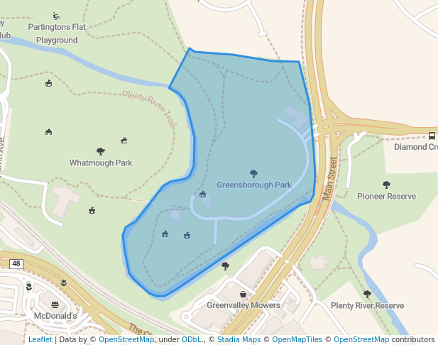 Greensborough Park in Greensborough | Map and Routes