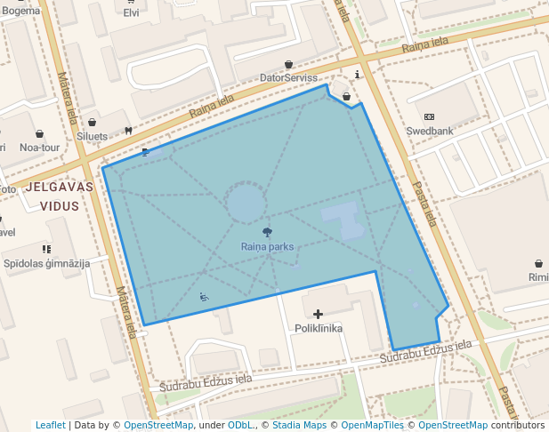 Raiņa parks in Jelgava | Map and Routes