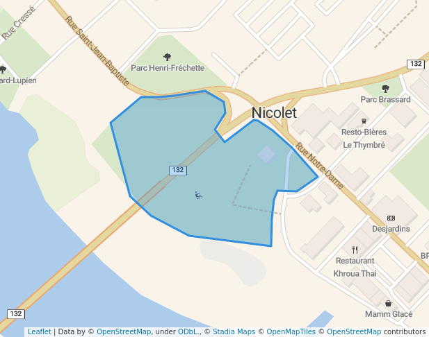 Parc Marguerite-D'Youville in Nicolet | Map and Routes