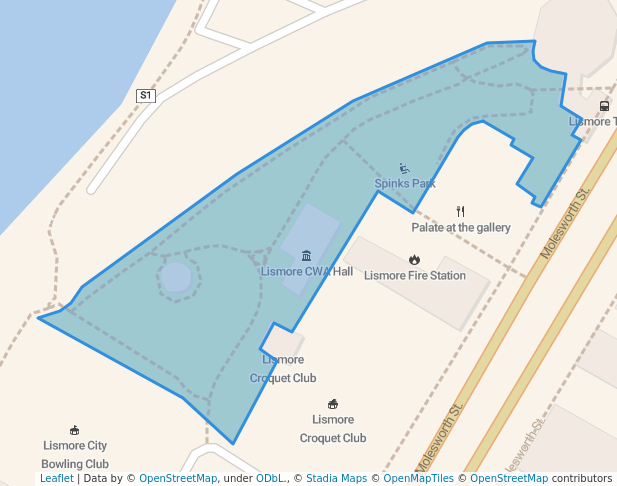 Spinks Park in Lismore | Map and Routes