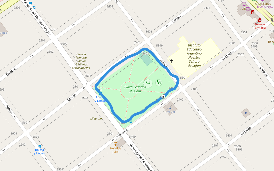 Plaza Leandro N. Alem Sendero - Comuna 12, Buenos Aires, Argentina | Pacer