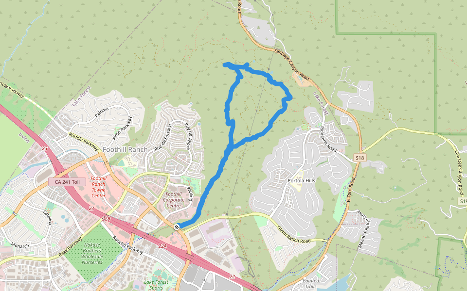 Dreaded Hill Road - Serrano Cow Trail in California | Walking Map