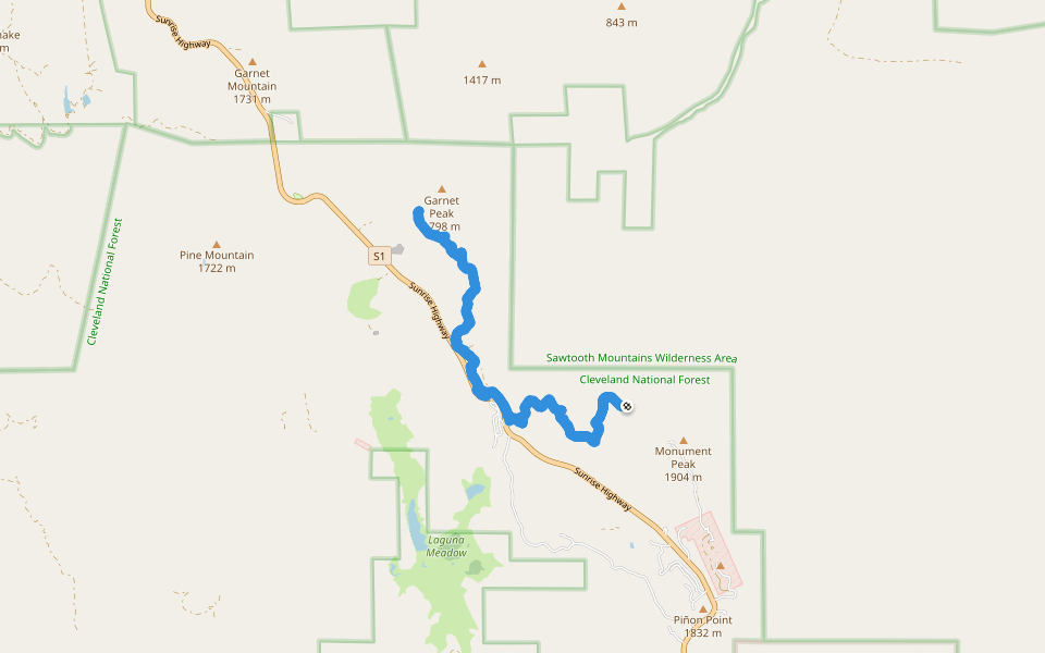 Garnet Peak - Pacific Crest Trail in California | Walking Map
