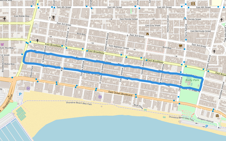 Bixby Park in California | Walking Map