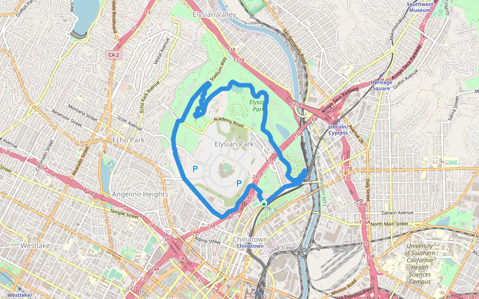 Elysian Park in California | Walking Map