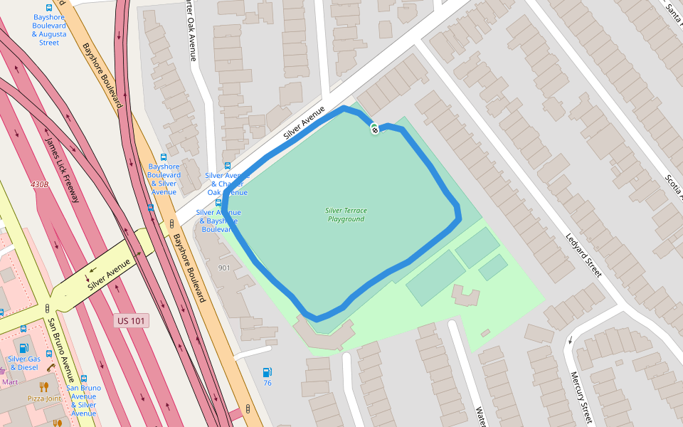 Silver Terrace Playground in California | Walking Map