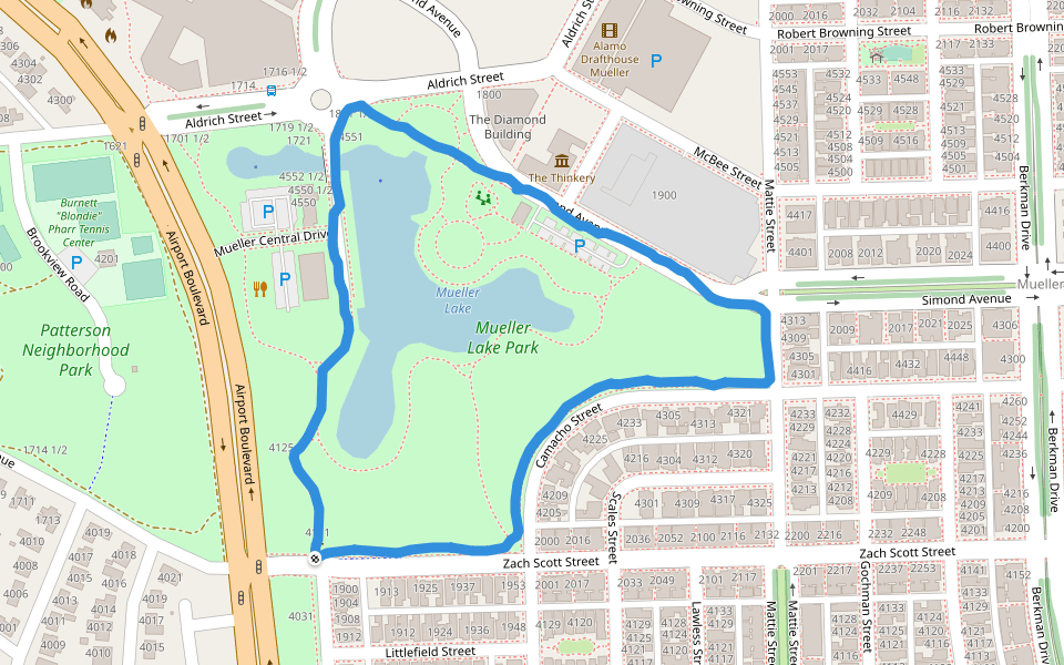 Mueller Lake Park in Texas | Walking Map
