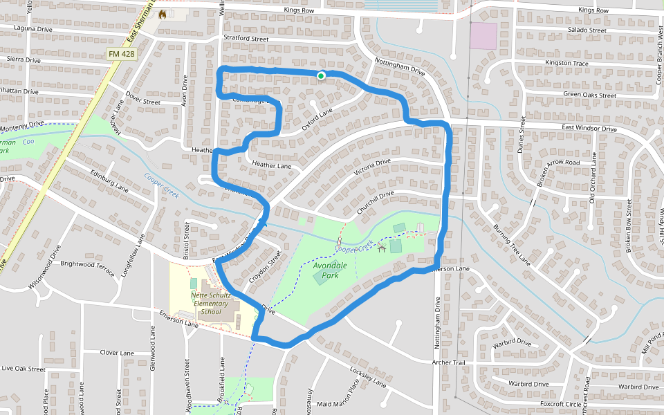 Avondale Park in Texas | Walking Map