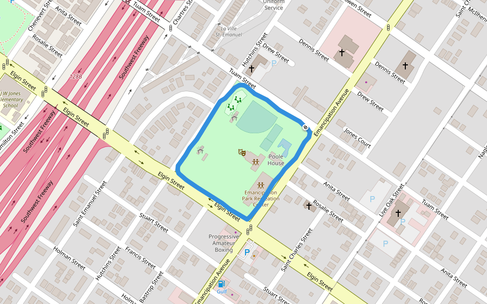 Emancipation Park in Texas | Walking Map