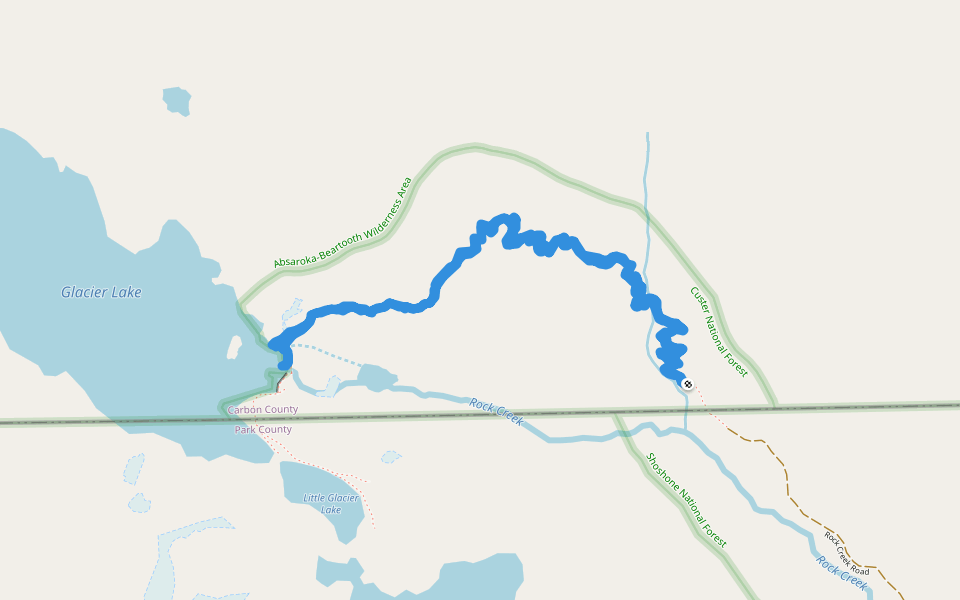 Custer National Forest - Glacier Lake Trail in Wyoming | Walking Map