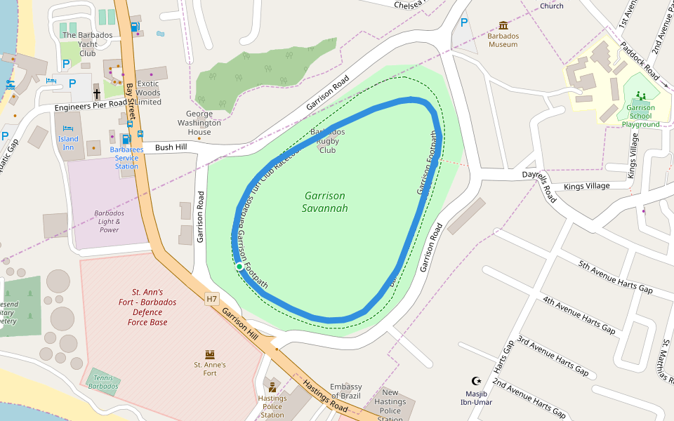 Garrison Savannah in Christ Church | Walking Map