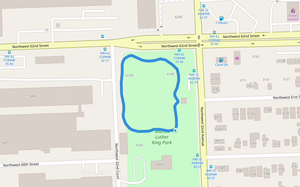 Martin Luther King Park Walking and Running - Miami, Florida, USA | Pacer