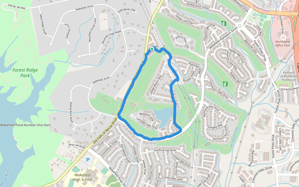 Wakefield Pond Number Two in North Carolina | Walking Map