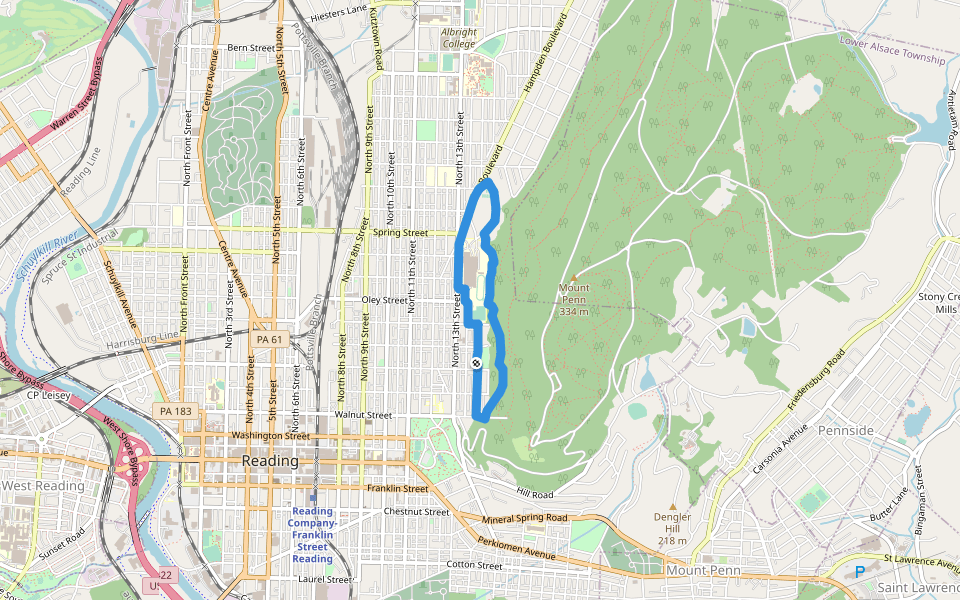 Reading Intermediate High School in Pennsylvania | Walking Map