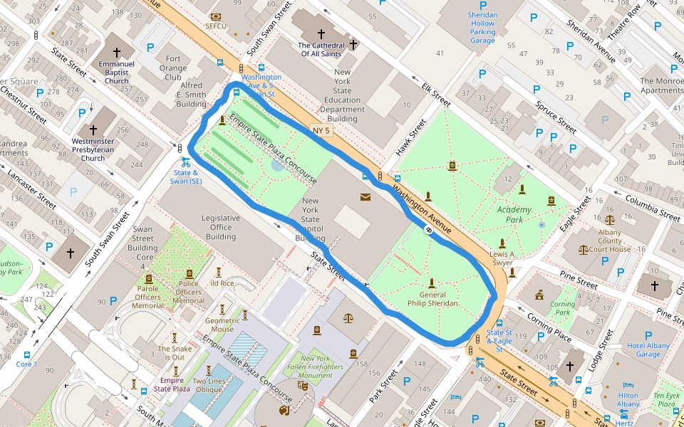 West Capitol Park in New York | Walking Map