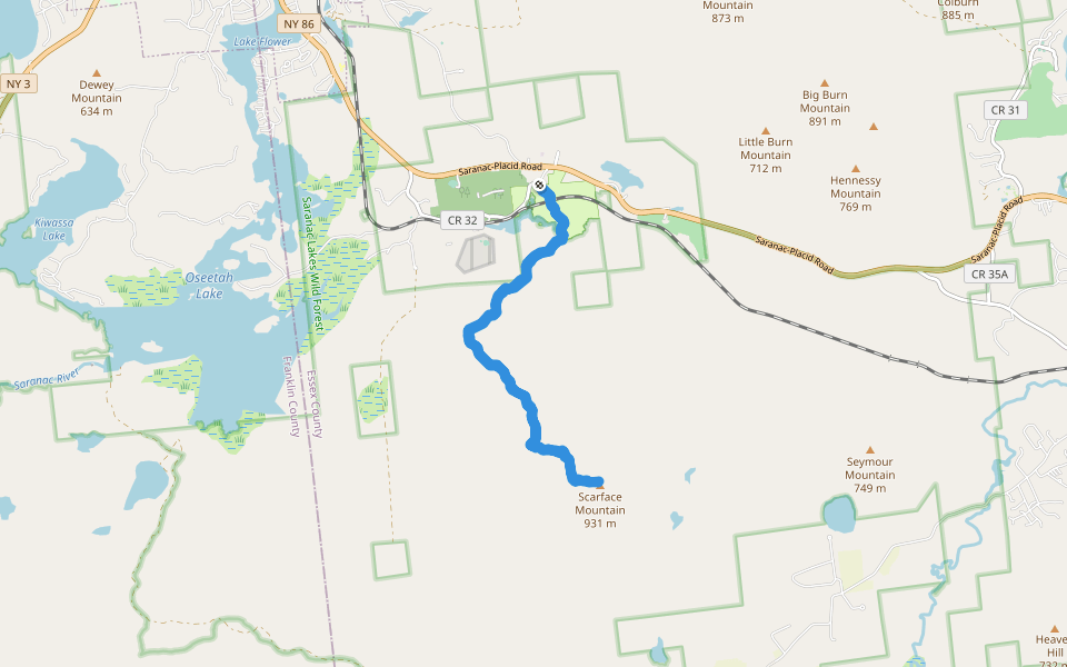 Scarface Mountain Trail in New York | Walking Map