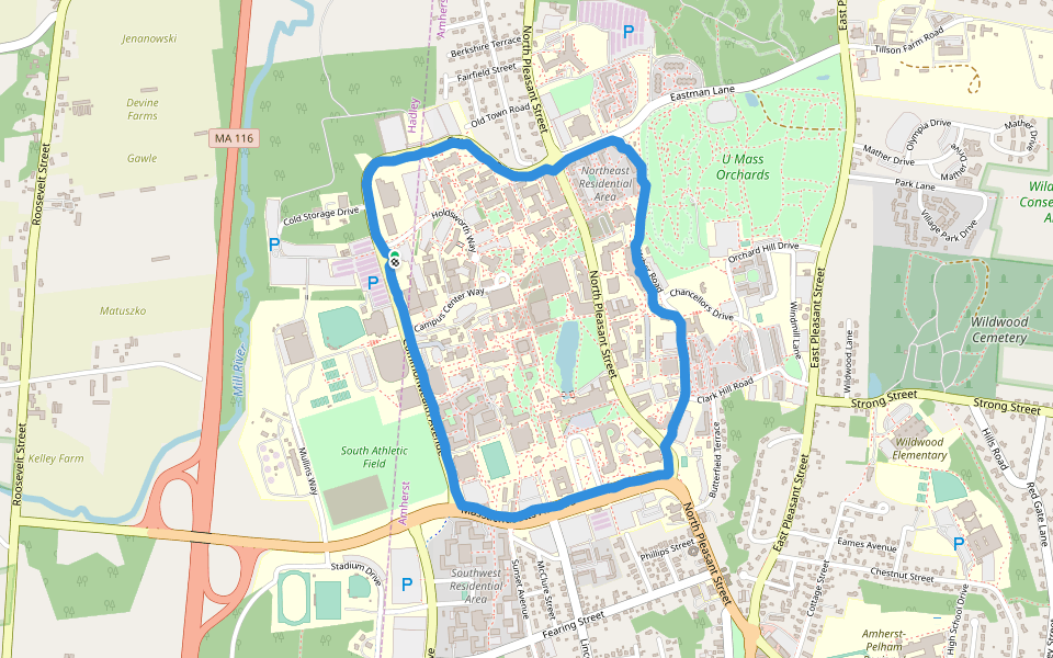 University of Massachusetts Amherst in Massachusetts | Walking Map