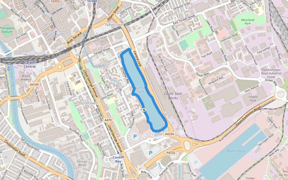 Bute East Dock in Wales | Walking Map