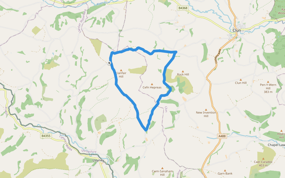 Llanfair Hill Hiking Trail - Llanfair Waterdine, Knighton, England | Pacer