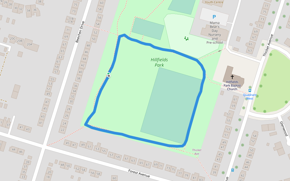Hillfields Park in England | Walking Map