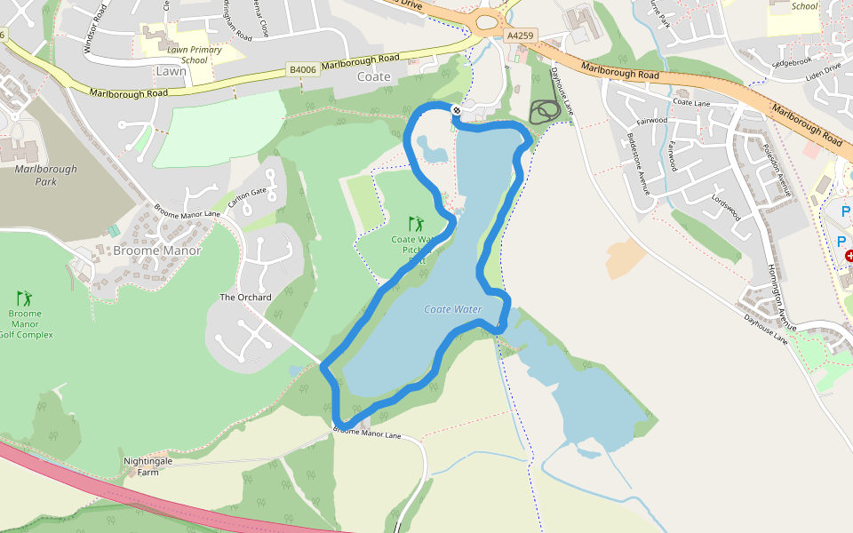Coate Water in England | Walking Map
