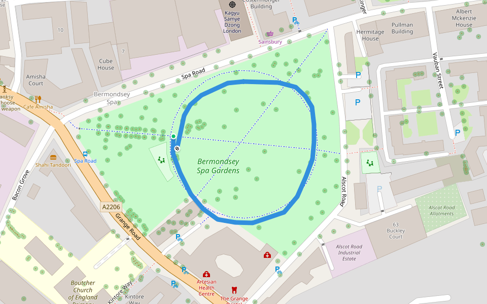 Bermondsey Spa花園 in England | Walking Map