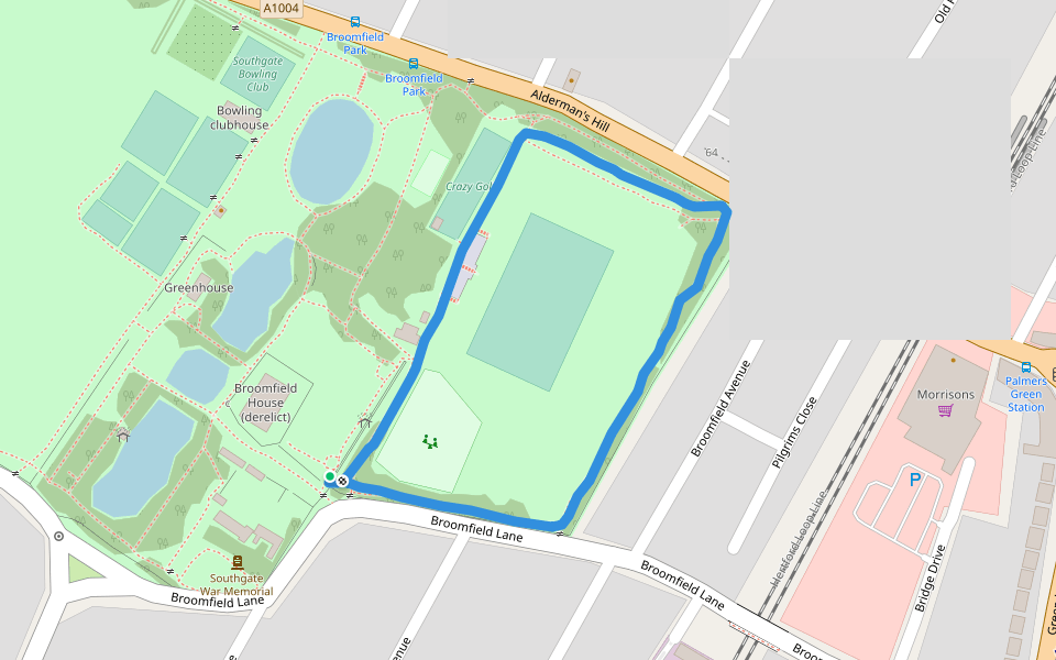 Broomfield Park in England | Walking Map