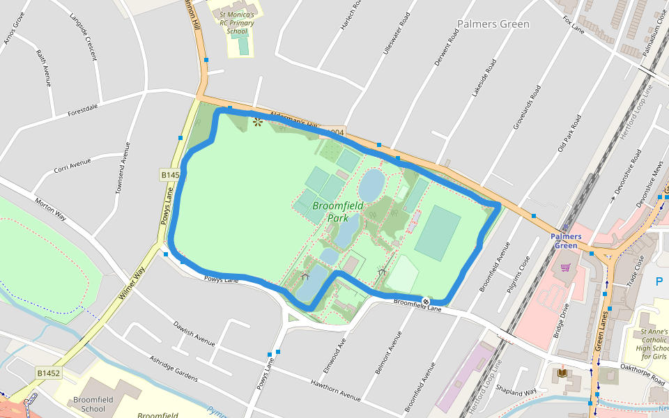 Broomfield Park in England | Walking Map