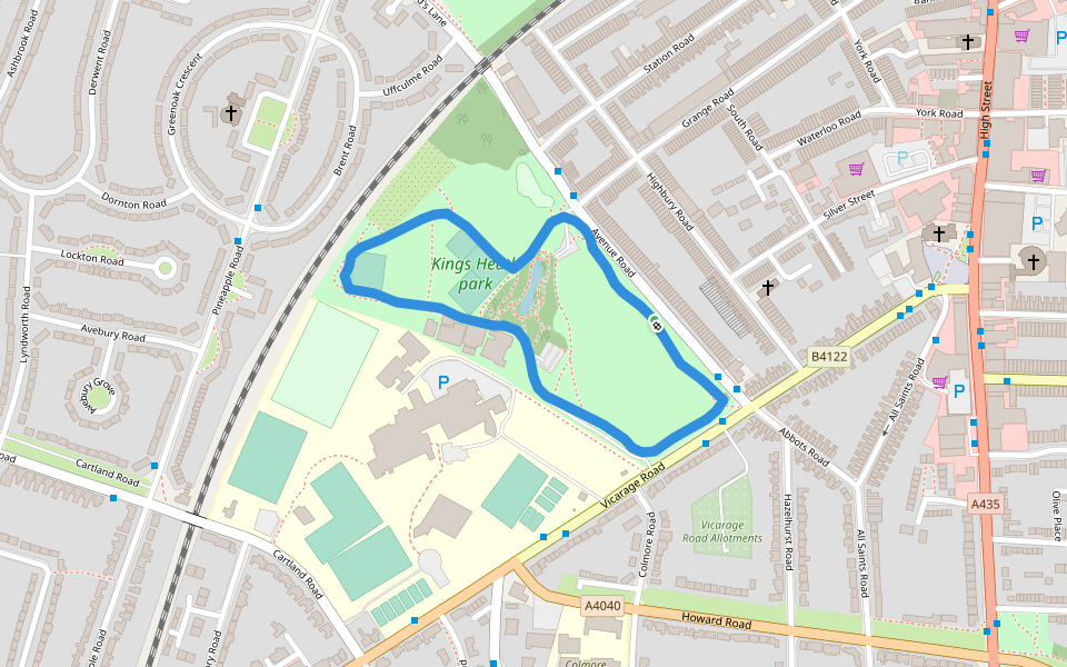 Parc Kings Heath in England | Walking Map