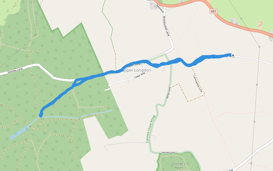 Upper Longdon Ruta de senderismo - Rugeley, Inglaterra | Pacer
