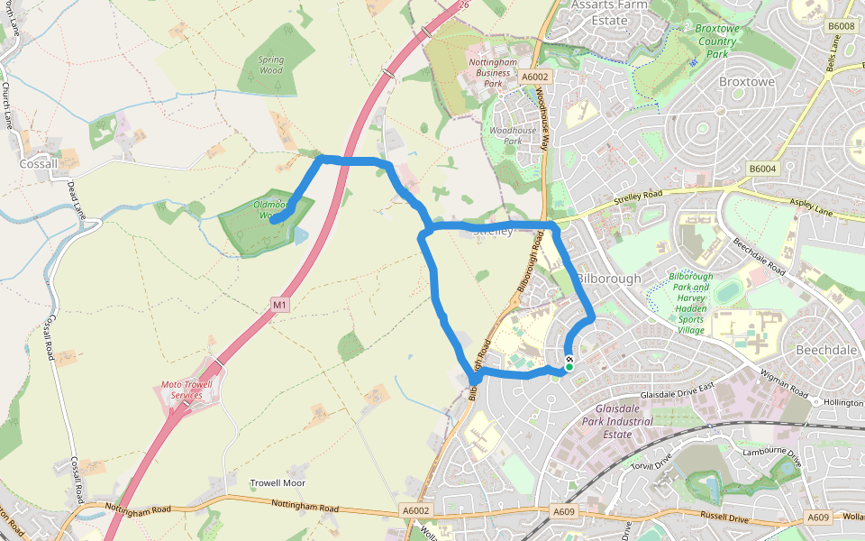 Strelley-레인 수도꼭지 in England | Walking Map