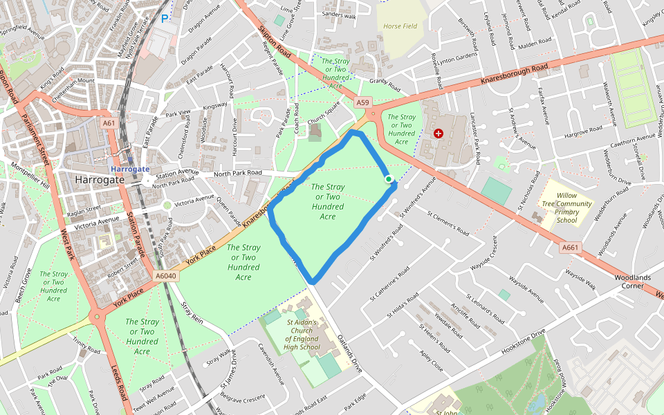 The Stray or Two Hundred Acre in England | Walking Map