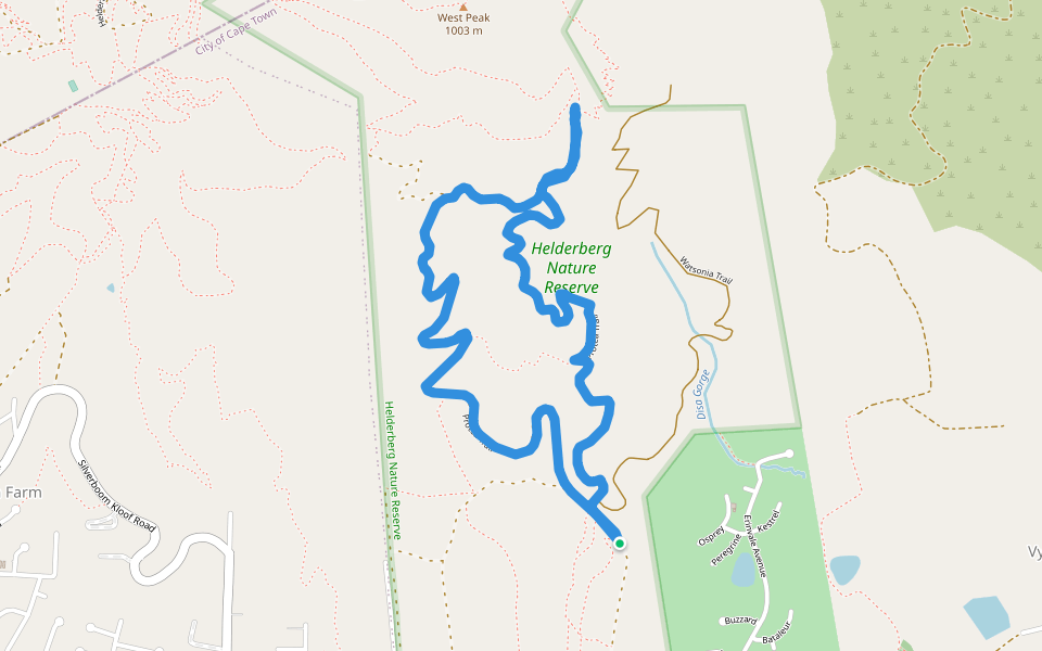 Helderberg Nature Reserve-프로 테아 트레일 in Western Cape | Walking Map
