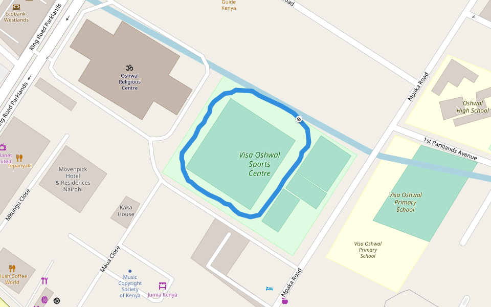 Visa Oshwal Sports Centre in Nairobi County | Walking Map
