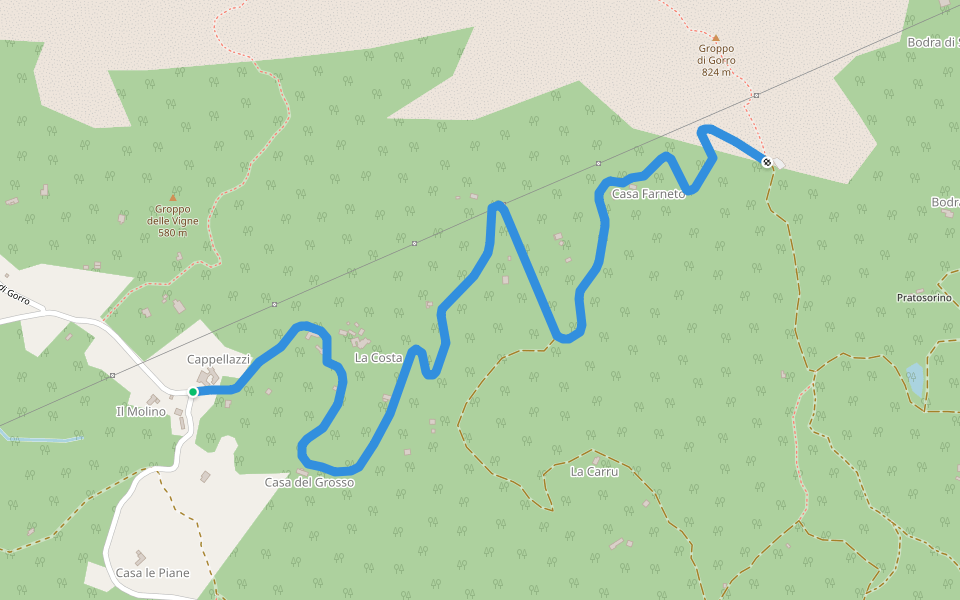 Route 830 (Cappellazzi) - Route 830A (C. Farneto) | Walking Map