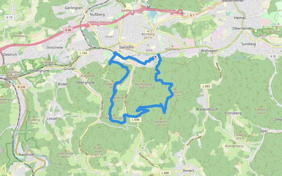 Iserlohn circular route 3 in Nordrhein-Westfalen | Walking Map