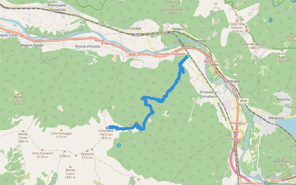 A21 - Punta di Migiandone - Cima Tre Croci | Walking Map