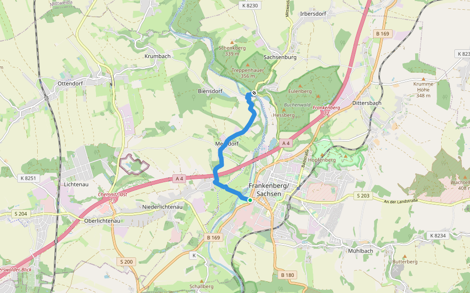 Ww Frankenberg - Merzdorf - Sachsenburg in Sachsen | Walking Map