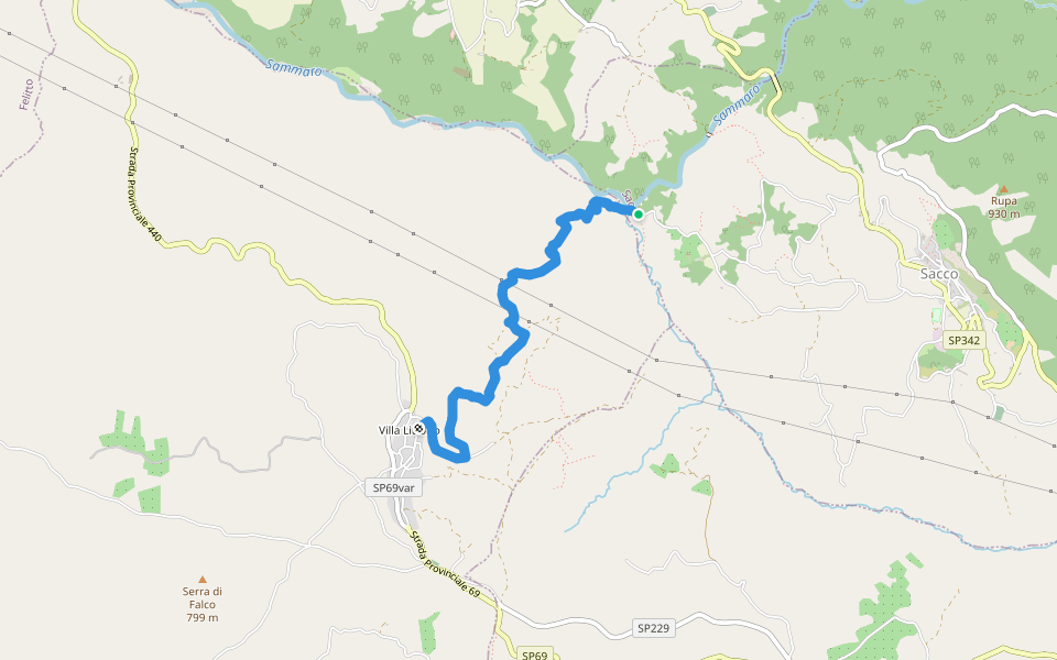 Villa Littorio - River Sammaro | Walking Map