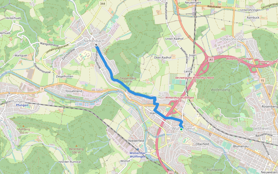 Winterthur Wülflingen - Neftenbach in Zürich | Walking Map